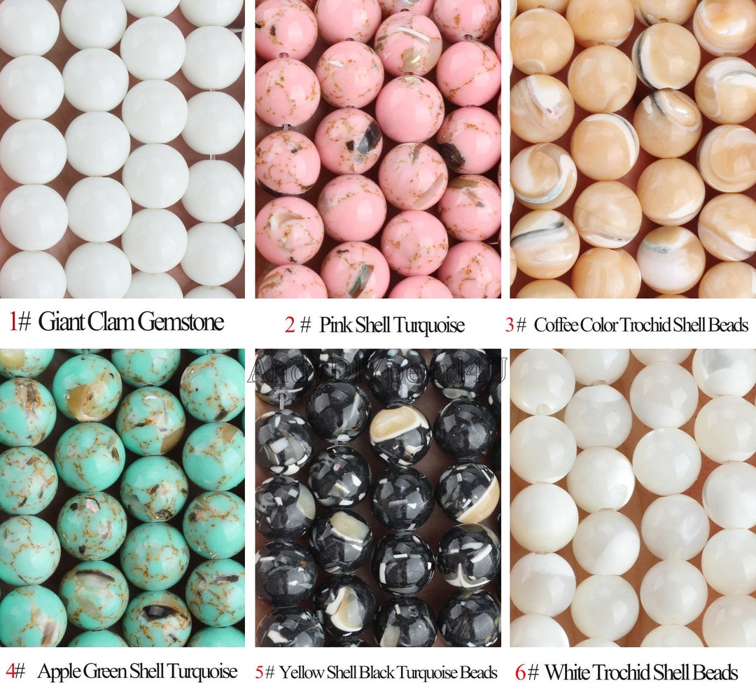 Tridacna Beads,giant Clam Bead,pink Shell Turquoise,coffee Trochid ...