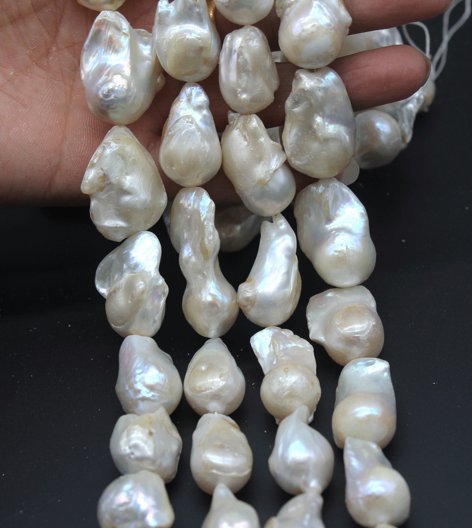 14-16x20-25mm Natural White Nucleated Pearls,irregular Baroque Pearls ...