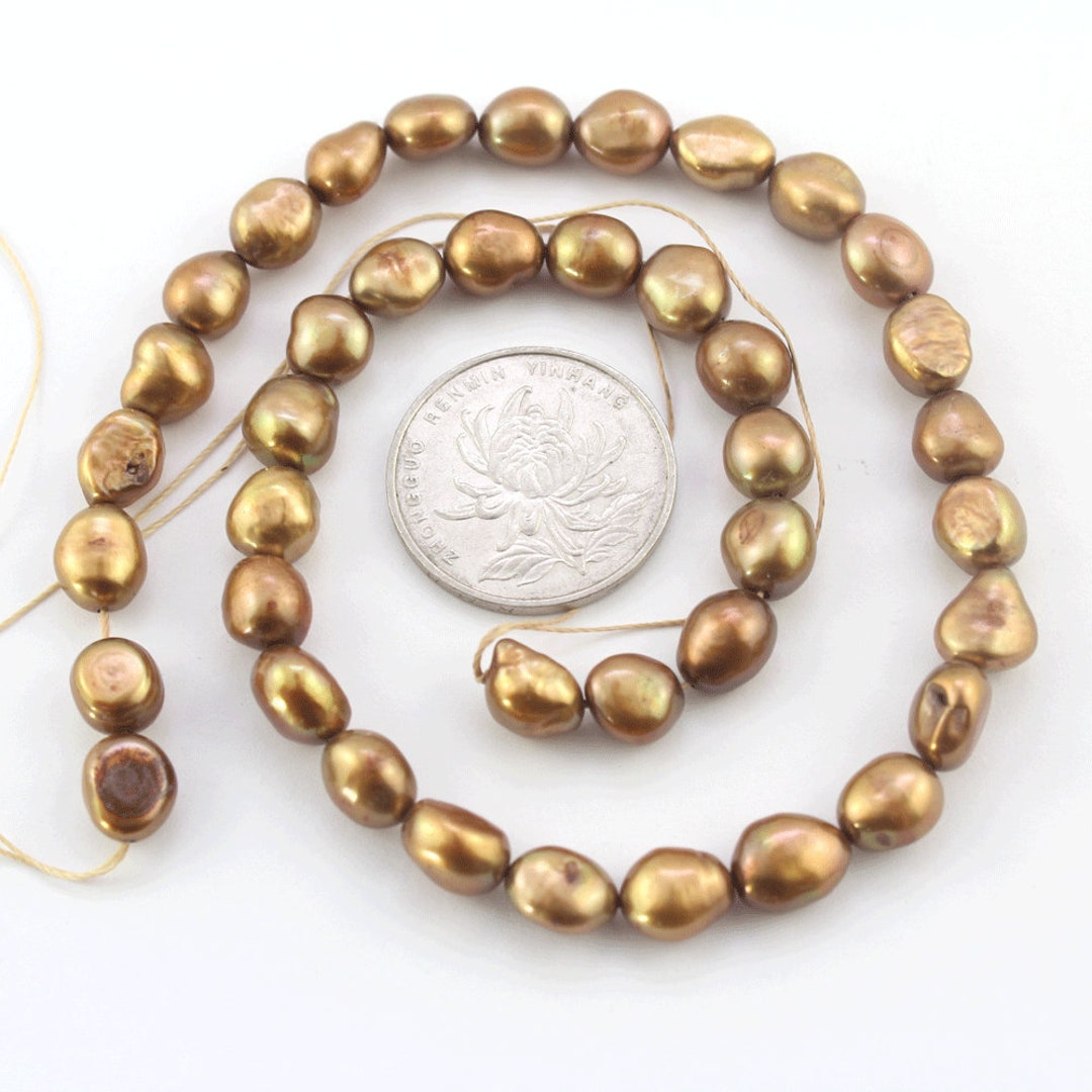 Perle baroque AAA, perle d'eau douce brune, perles en gros plein brin ...