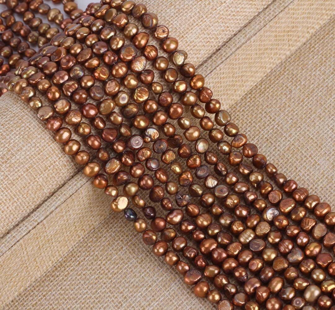 6-7MM Natural Freshwater Cultured Pearls Beads, Brown Color Pearls ...