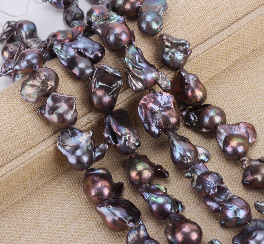 Great Luster Natural Irregular Shape Black Nucleated Baroque Pearls ...