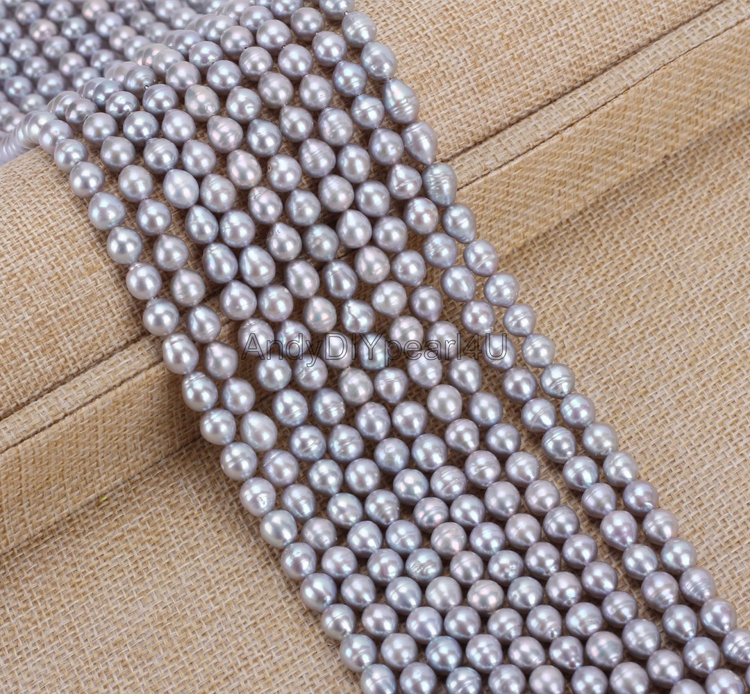 7-8mm Gray Pearls, Genuine Cultured Freshwater Pearl Beads, Gray Pearls ...