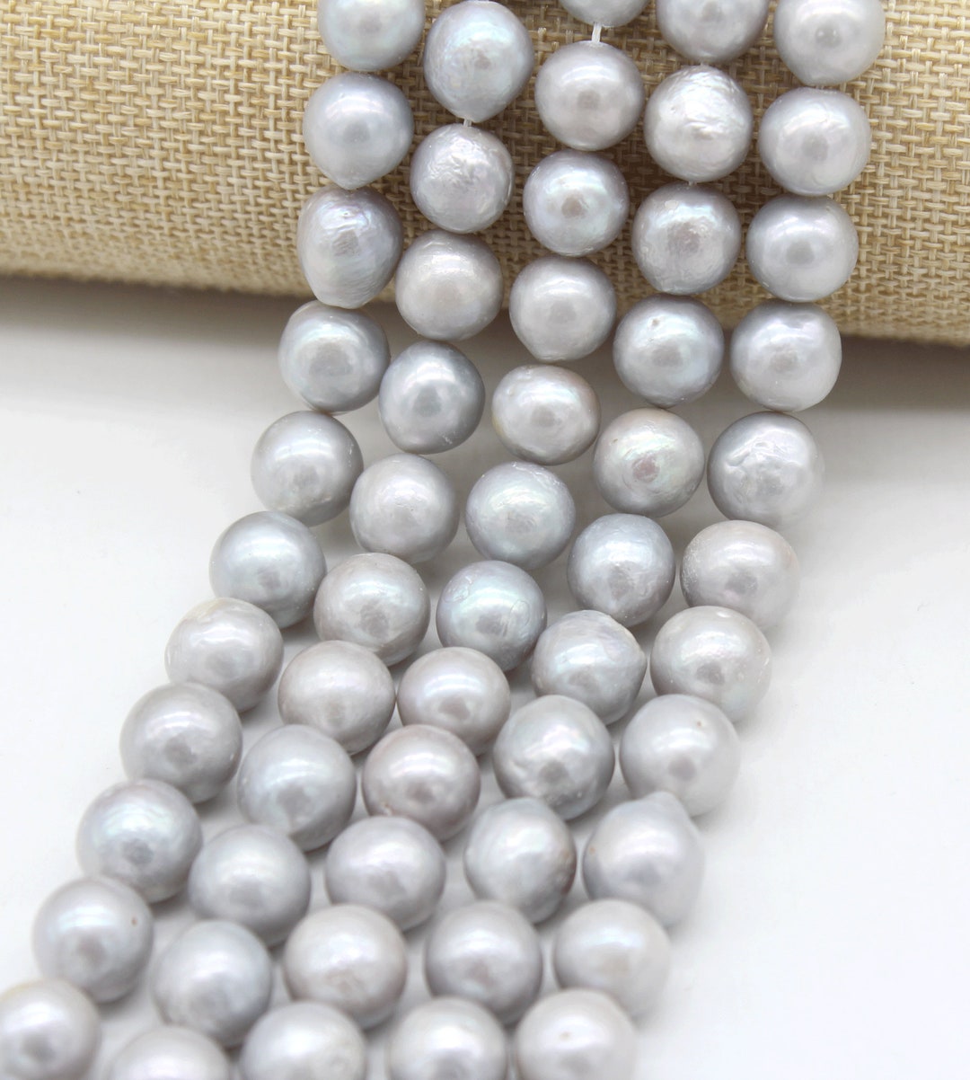 AA 10-12mm Silver Grey Freshwater Cultured Pearl,near Round Pearl Beads ...