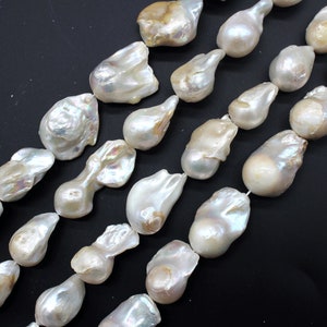 14-16x20-25mm Natural White Nucleated Pearls,irregular Baroque Pearls ...