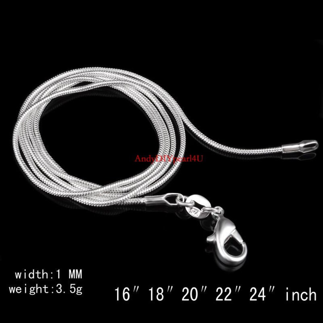 16/18/20/22/24 Inches Snake Chain, Silver/18k White Gold Plated for ...