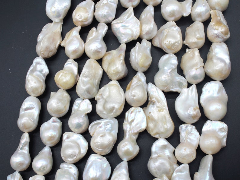 14-16x20-25mm Natural White Nucleated Pearls,irregular Baroque Pearls ...