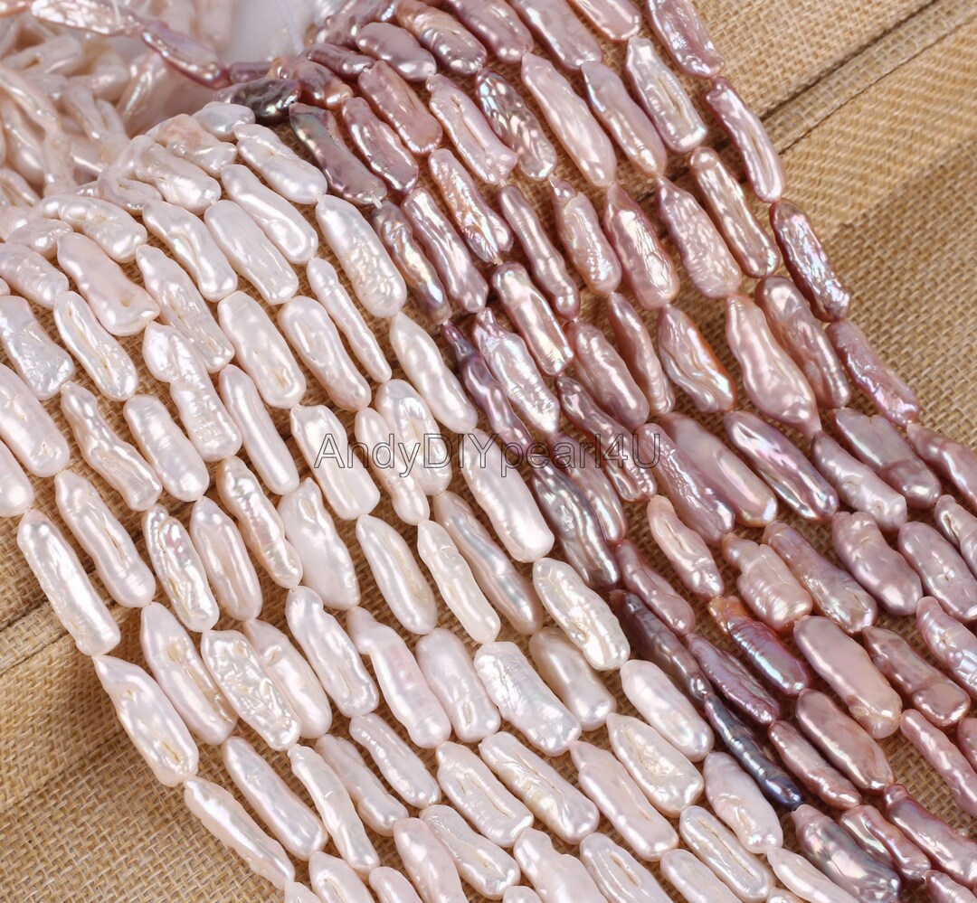 High Luster!!! 8-9x20-25mm AAA Natural Color White/purple Biwa Stick ...