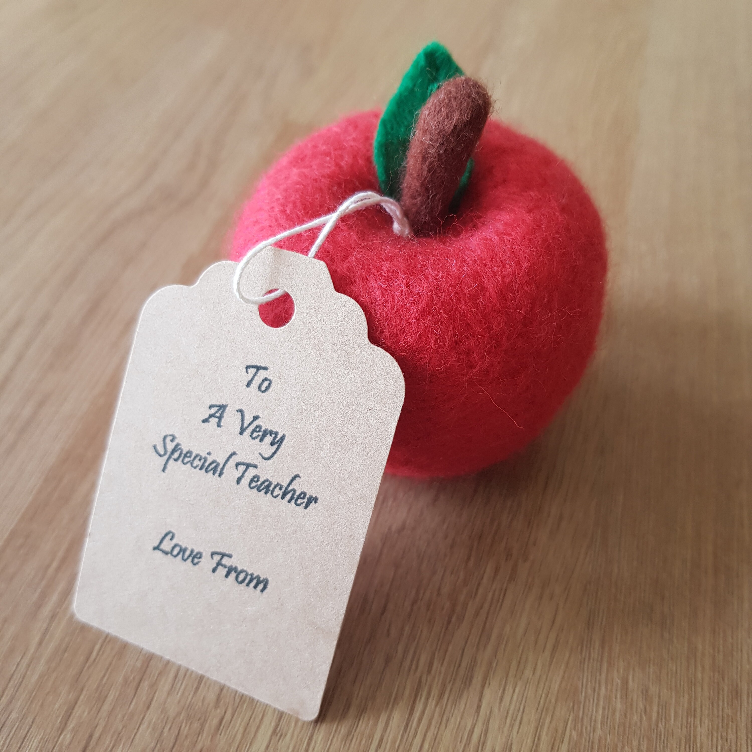 Needle Felted Apple Teacher Gift, End of Term Apple Ornament, Red ...