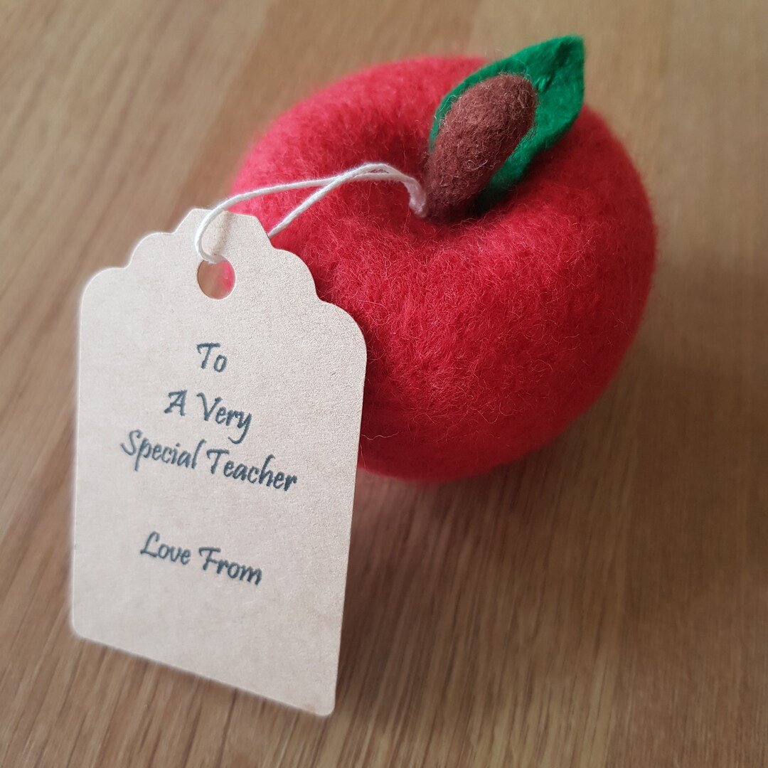 Needle Felted Apple Teacher Gift, End of Term Apple Ornament, Red ...
