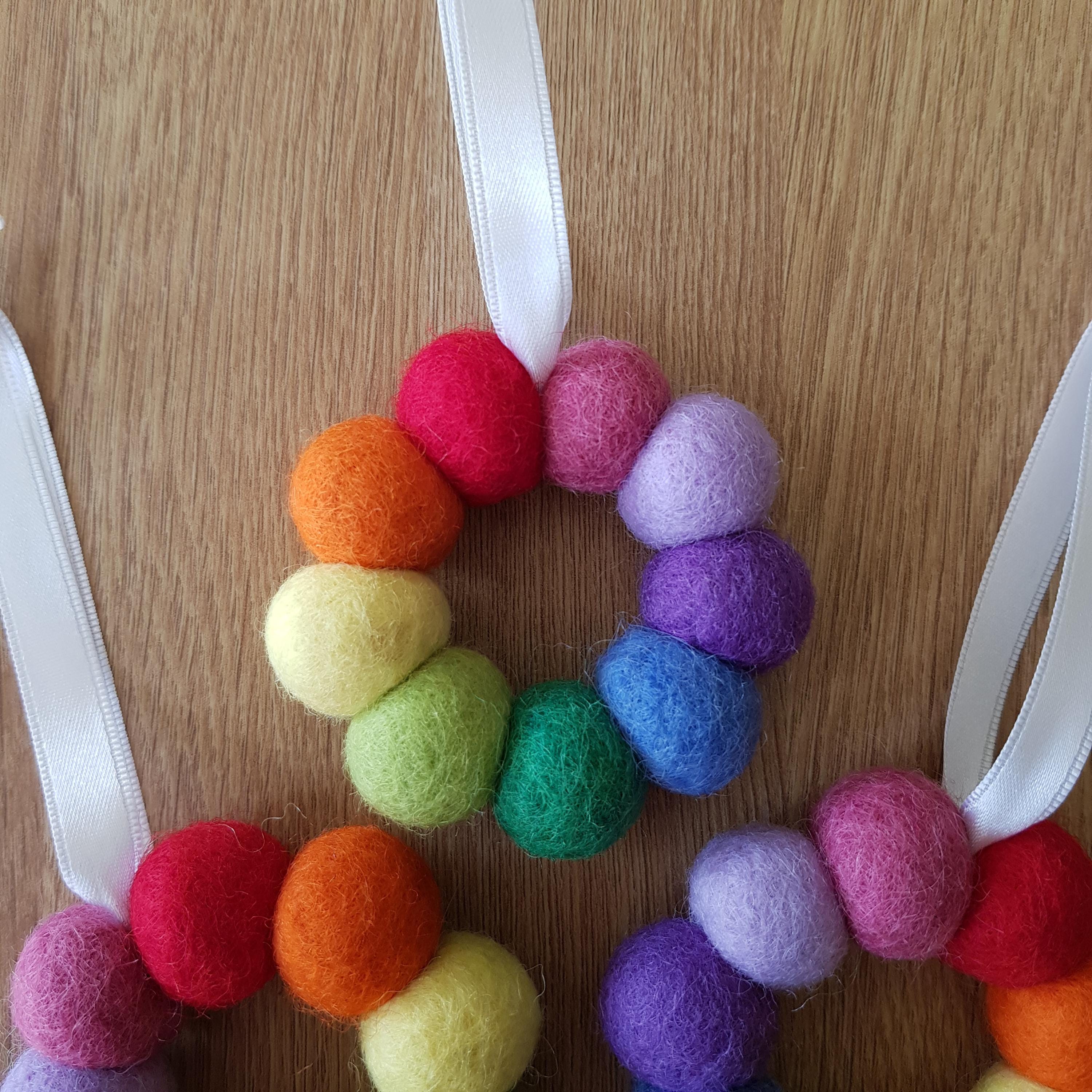 Set of Rainbow Felt Ball Christmas Tree Baubles, Christmas Tree ...