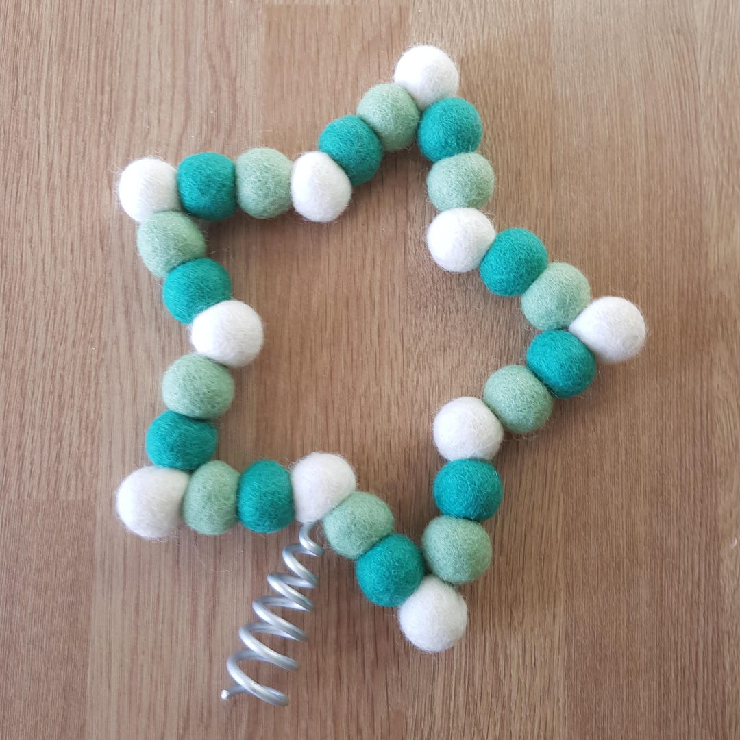 Mistletoe Inspired Felt Ball Star Tree Topper, Wool Beads Shaped Into a ...