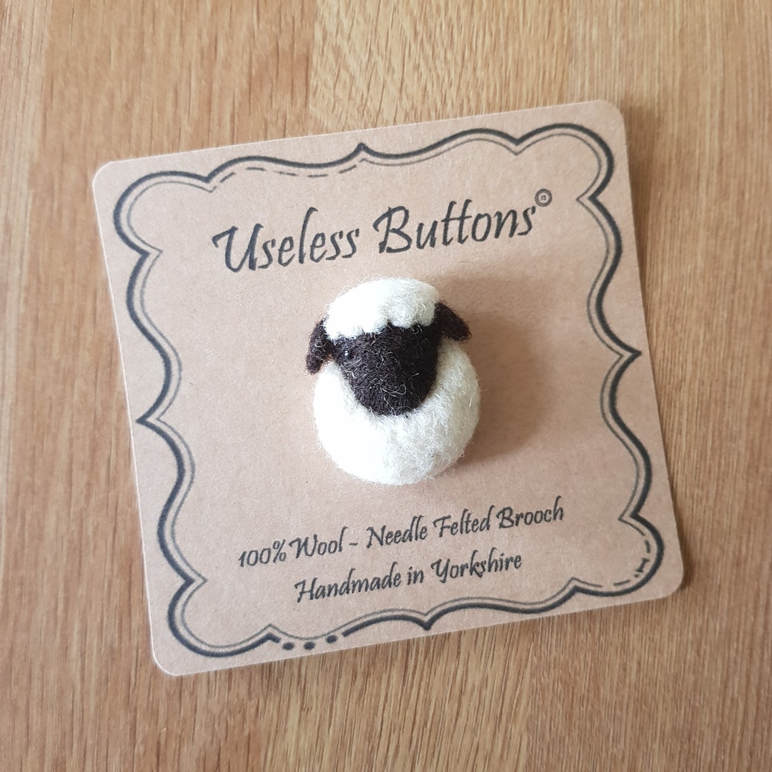 Needle Felted Valais Blacknose Sheep Brooch Handmade in Natural Jacobs ...