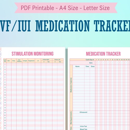 Ivf Iui Medication Tracker Printable Template IVF Iui - Etsy