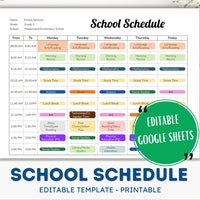 School Schedule, Printable School Timetable, Editable Class Schedule ...