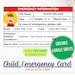Kids Emergency Card, Child Safety Card, Medical ID Card, Customizable ...