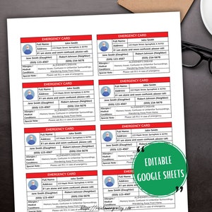 Elderly Emergency Card, Safety Card, Medical ID Card, Medical Alert ...