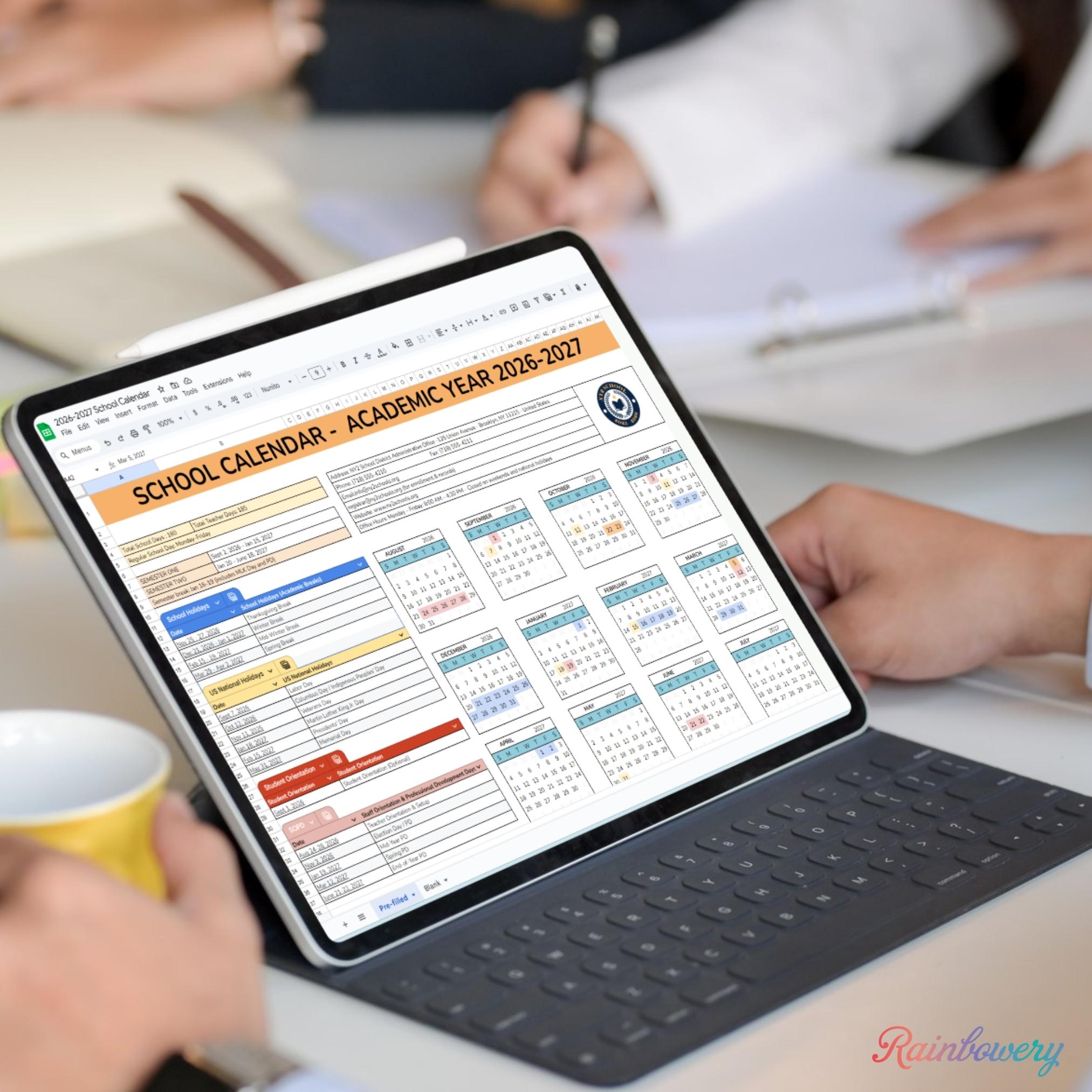 Editable 2026 2027 SCHOOL CALENDAR Template, Academic Year 2026 2027 ...