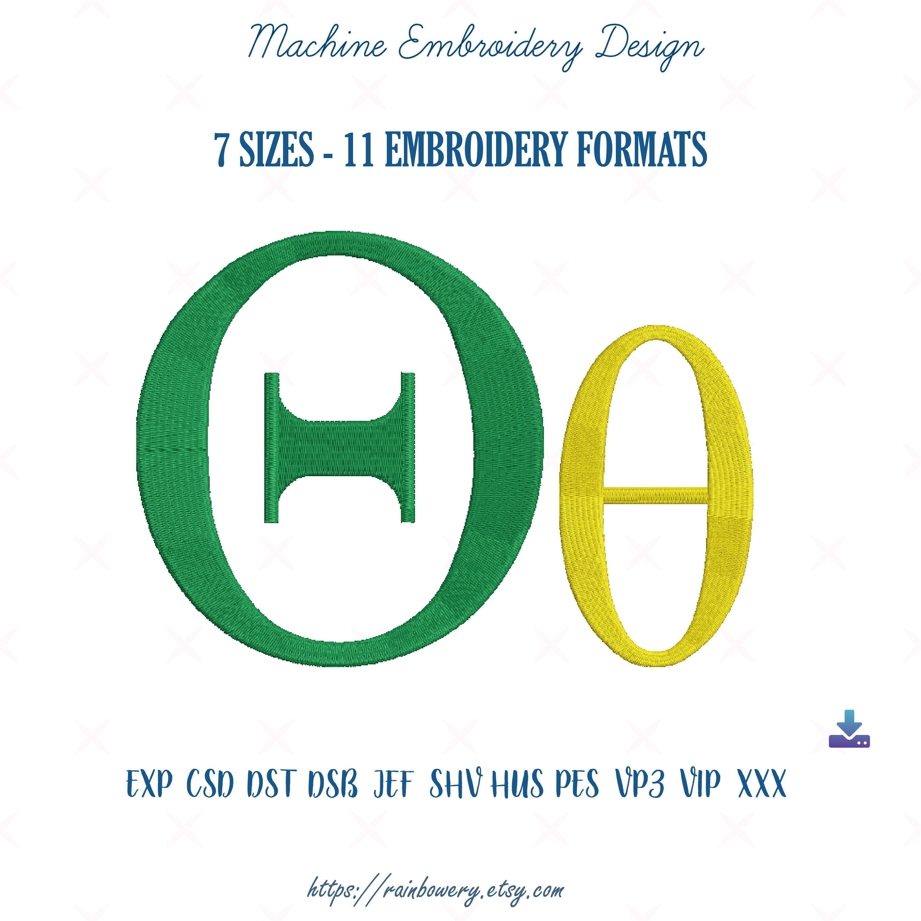 Theta Letter Embroidery Design, Theta Character Machine Embroidery ...