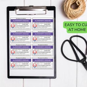 Alzheimer's ID Card, Dementia Emergency Contact Card, Editable Dementia ...