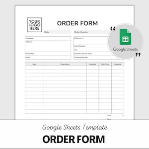Order Form Editable Template Google Sheets, Small Business Order Form ...