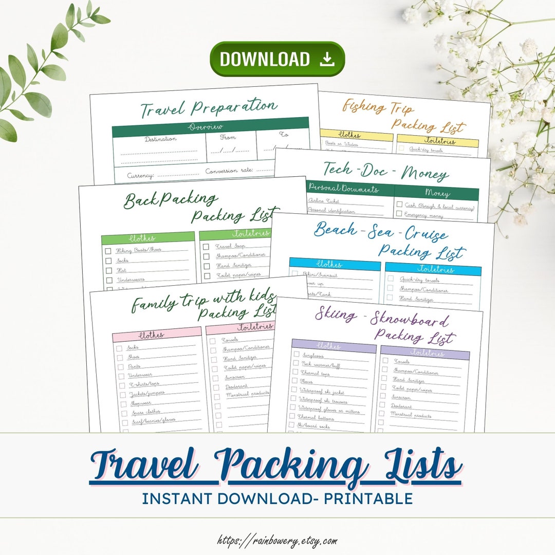 Packing List, Travel Checklist, Travel Packing List, Checklist ...