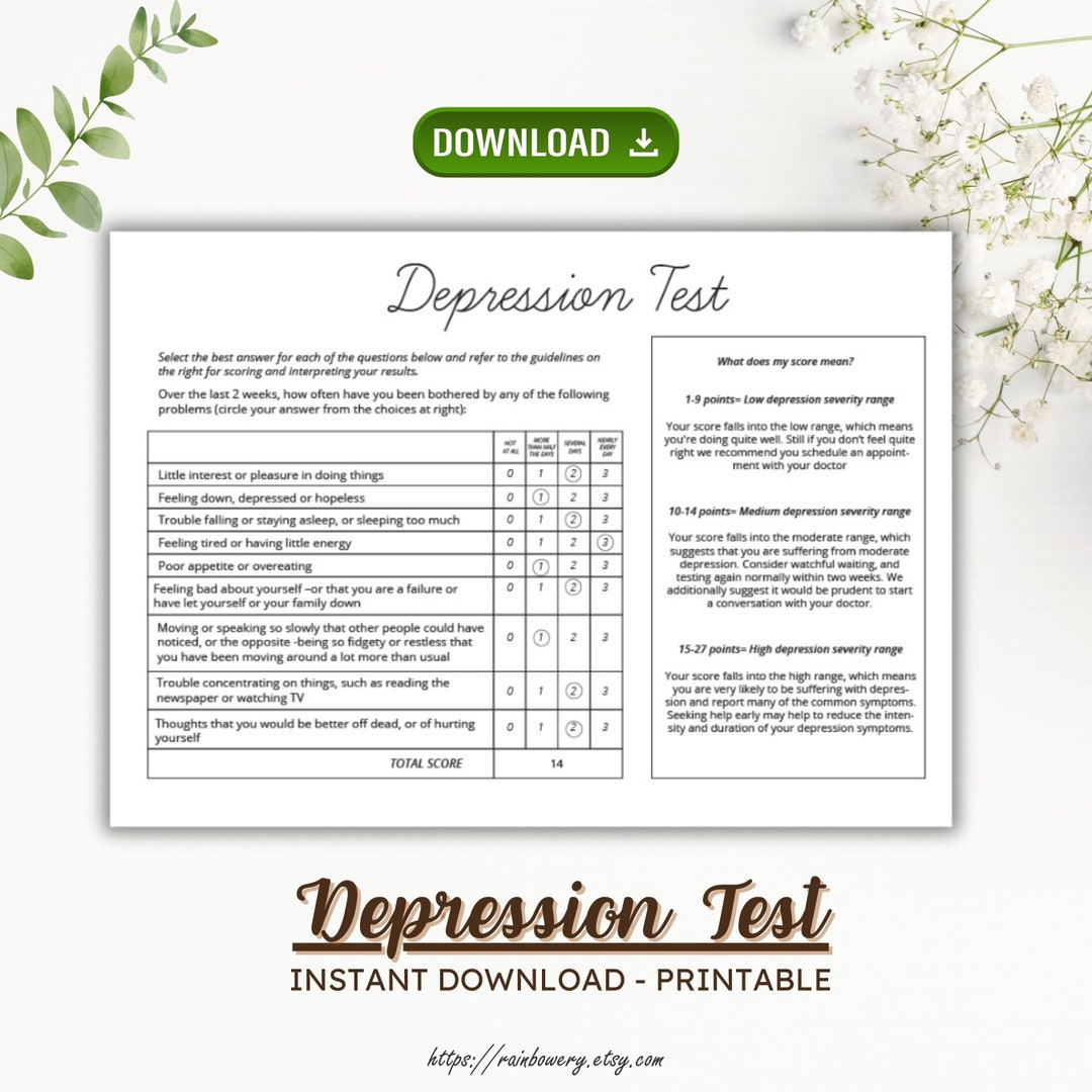 Depression Test, Depression Tracker, Signs of Depression Tracker ...