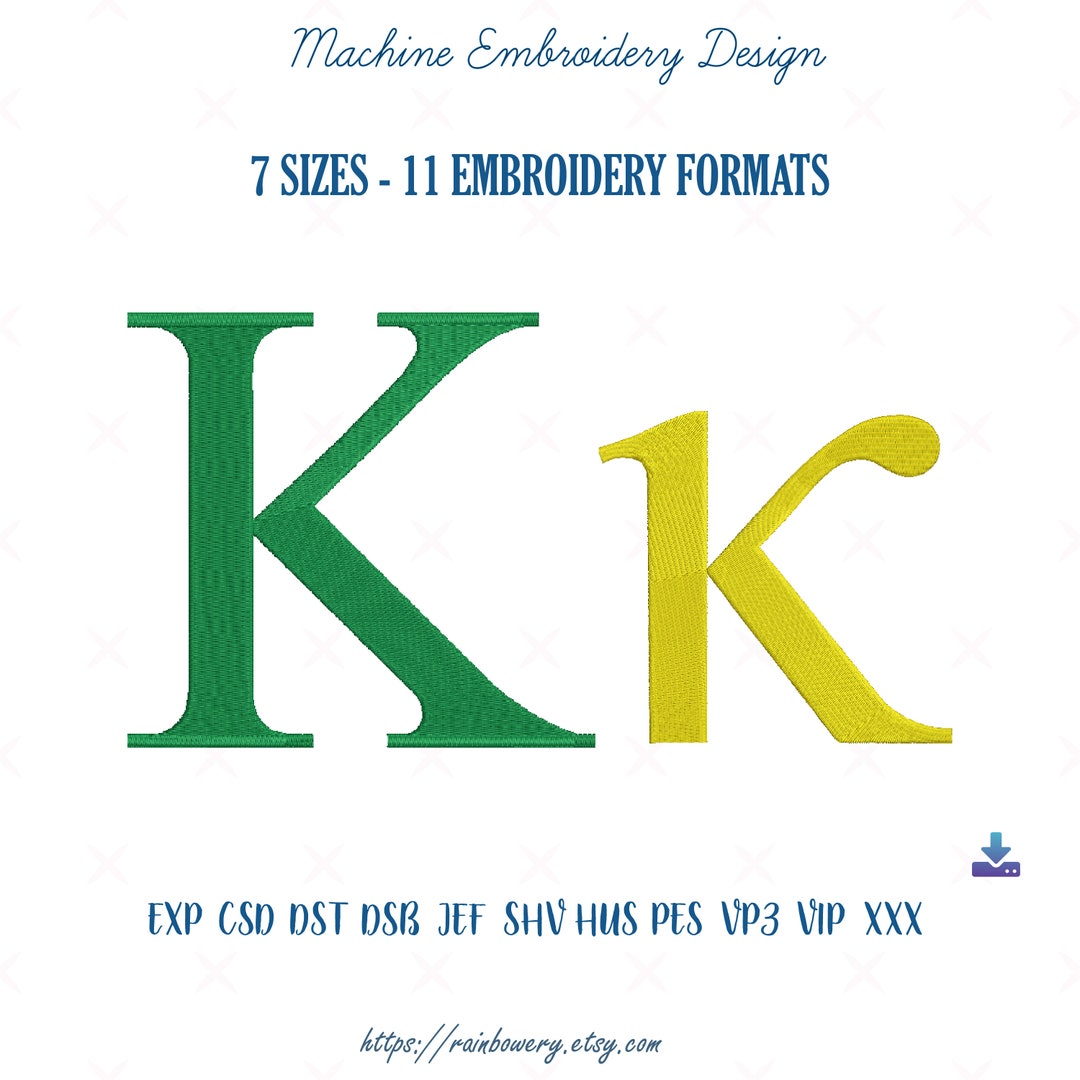 Kappa Letter Embroidery Design, Kappa Character Machine Embroidery ...