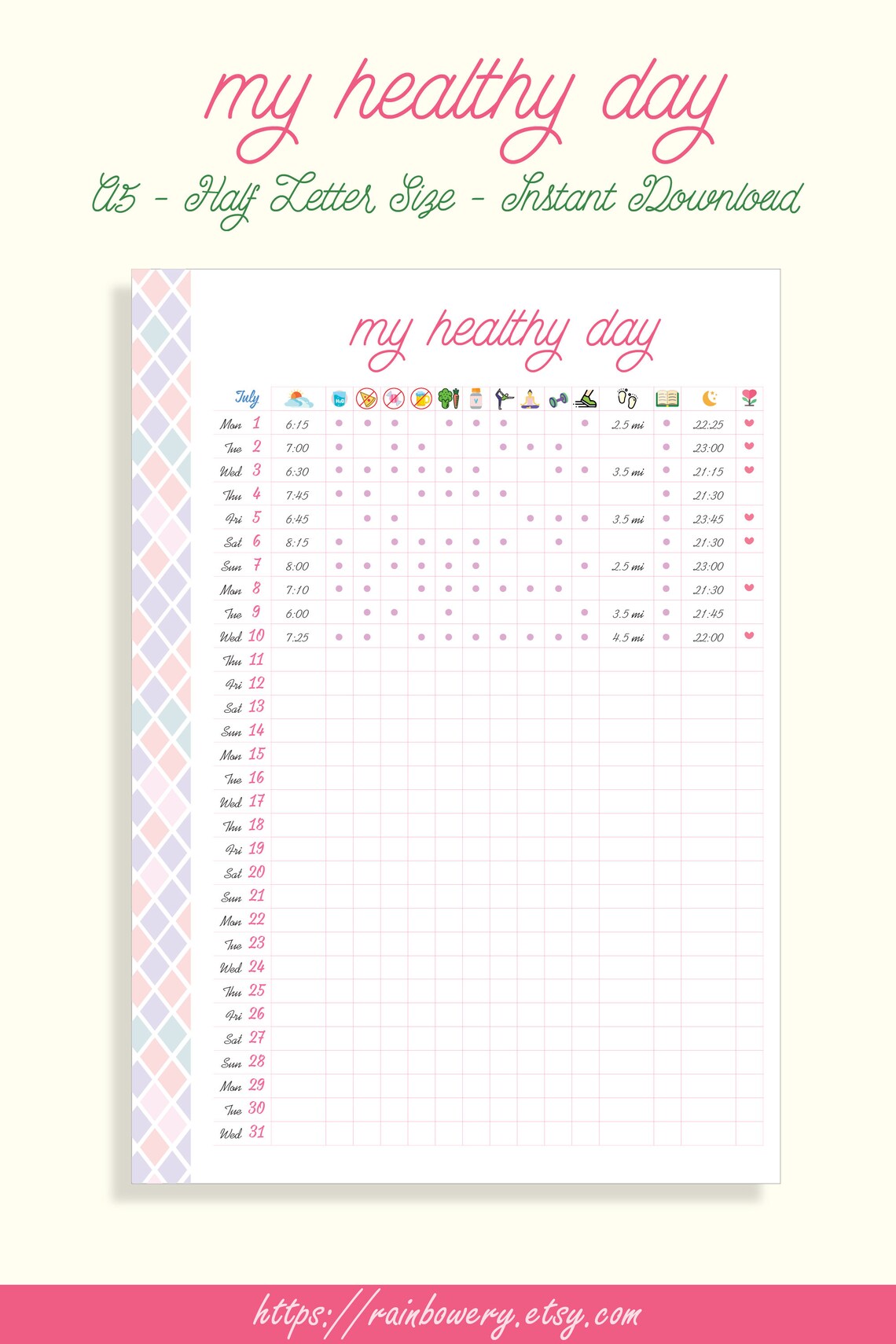 A5 Habit Tracker A5 Healthy Habit Tracker Printable | Etsy