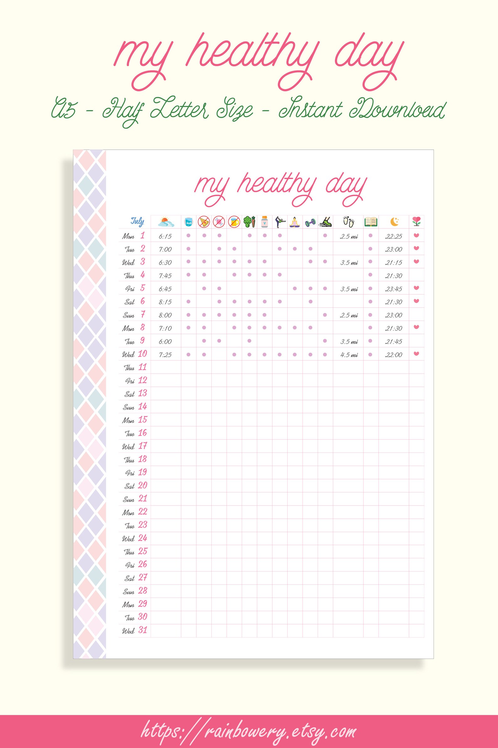 A5 Habit Tracker A5 Healthy Habit Tracker Printable Template - Etsy