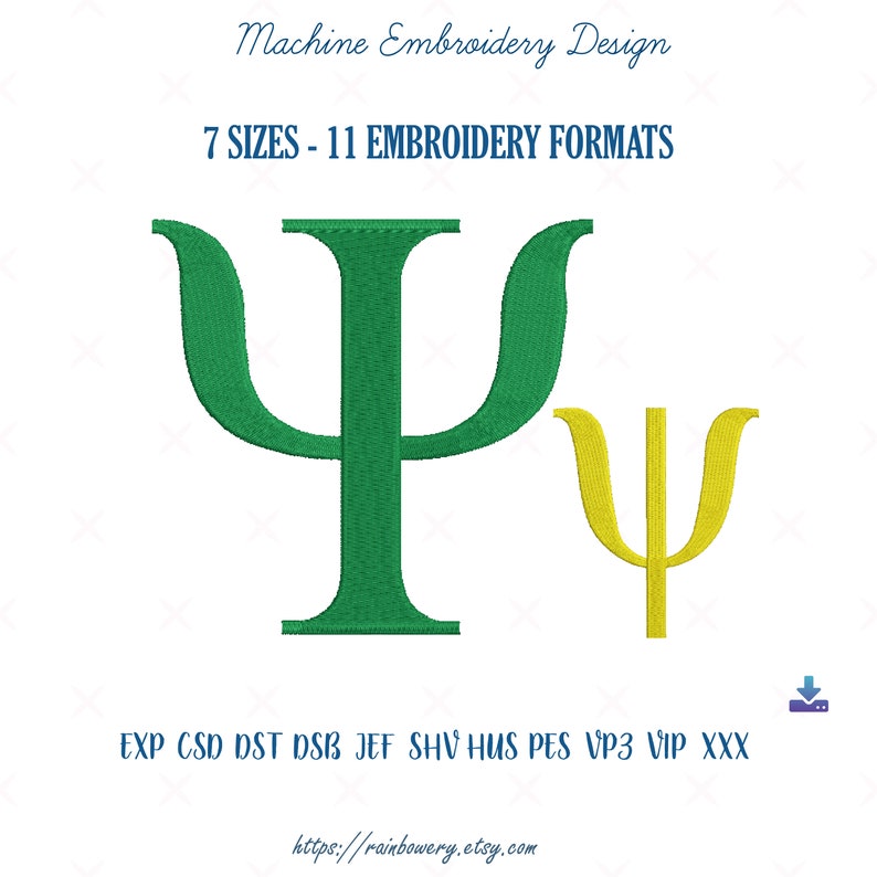 Psi Letter Embroidery Design, Psi Character Machine Embroidery Design ...