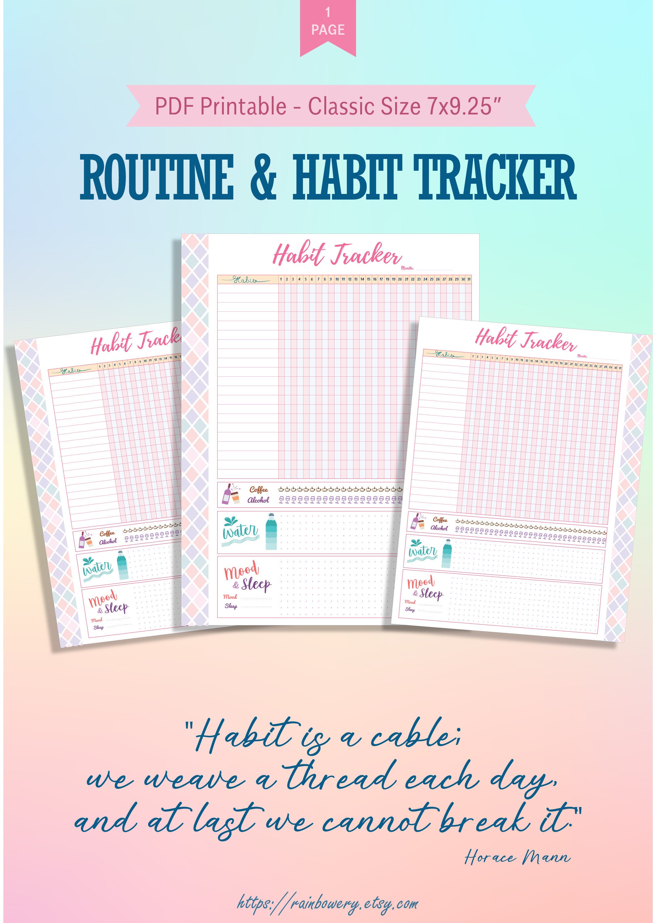 Classic HP Habit Tracker Printable Classic Routine Tracker - Etsy
