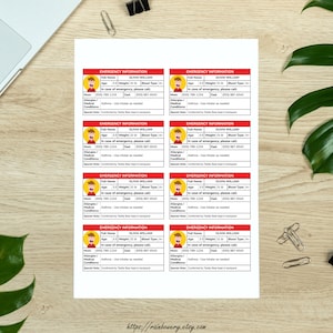 Kids Emergency Card, Child Safety Card, Medical ID Card, Customizable ...