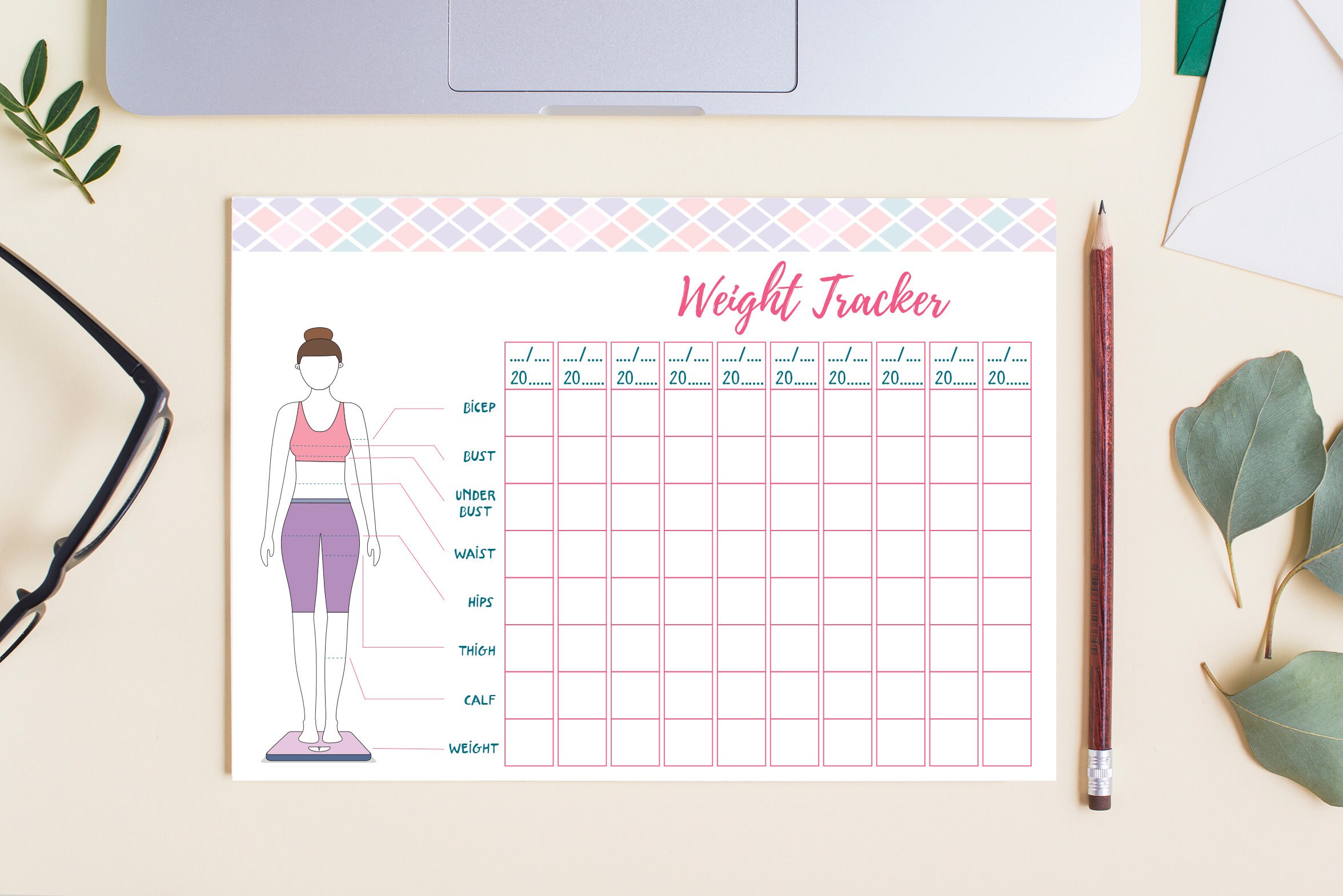 Weight Tracker Body Measurement Tracker Printable Weight - Etsy