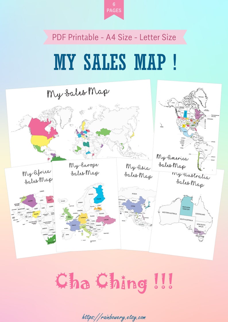 Etsy Sales Map Coloring Printable Page, Etsy Sales Tracker, Cha Ching ...