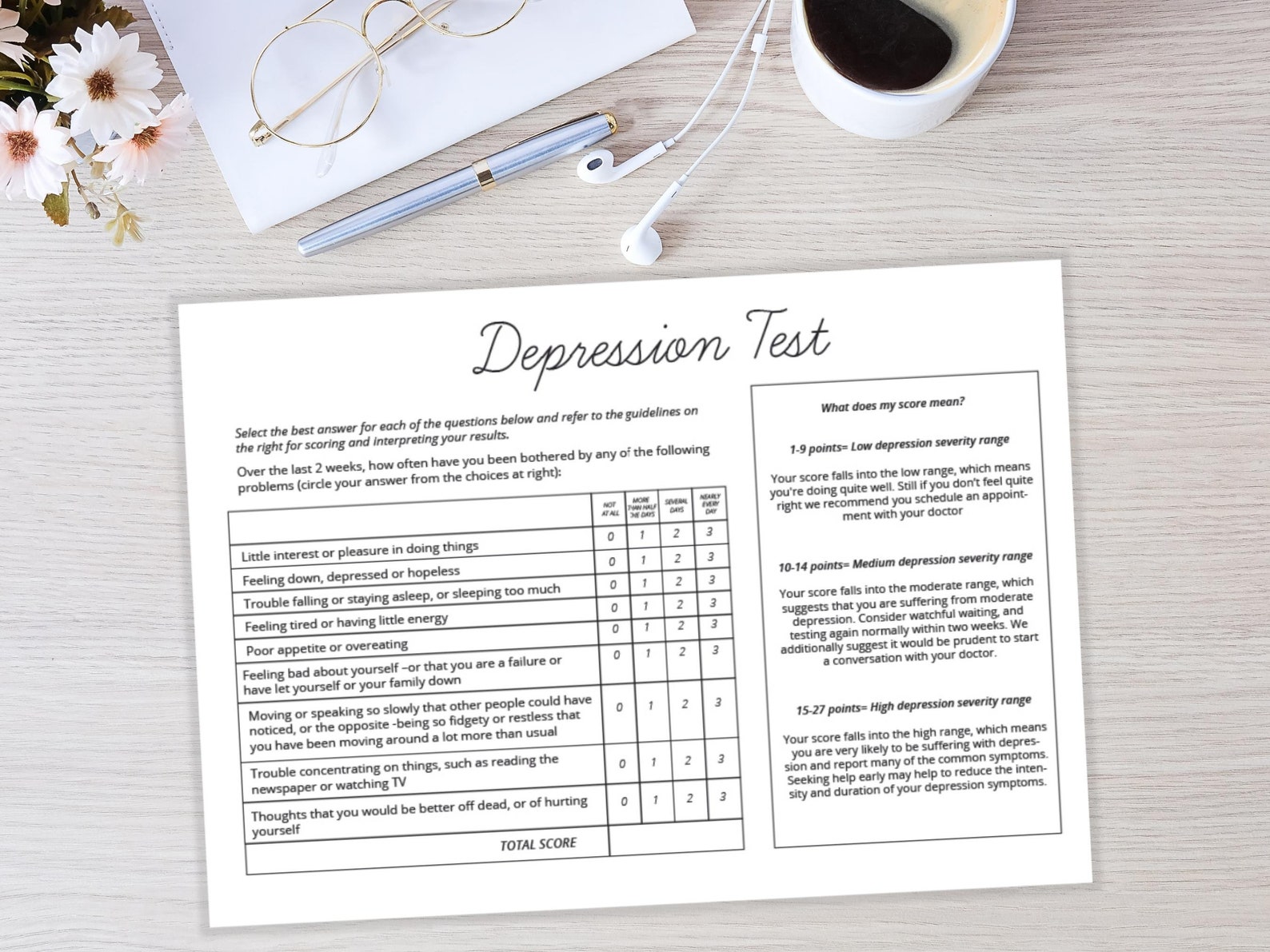 Depression Tracker Depression Test Anxiety Self-assessment - Etsy