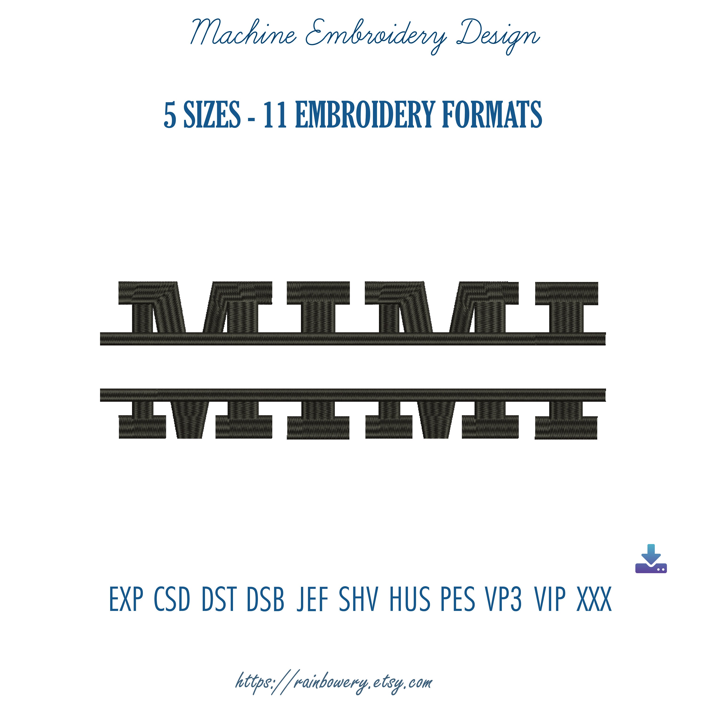 Mimi Split Machine Embroidery Design, Mimi Split Monogram Mother's Day ...