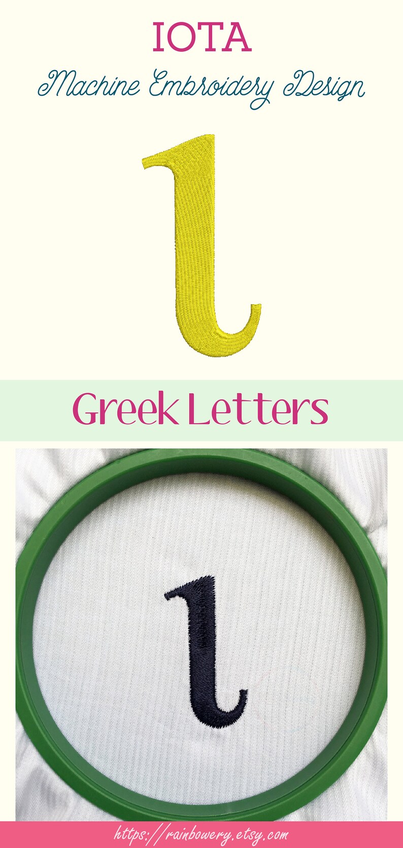 Iota Letter Embroidery Design, Iota Character Machine Embroidery Design ...