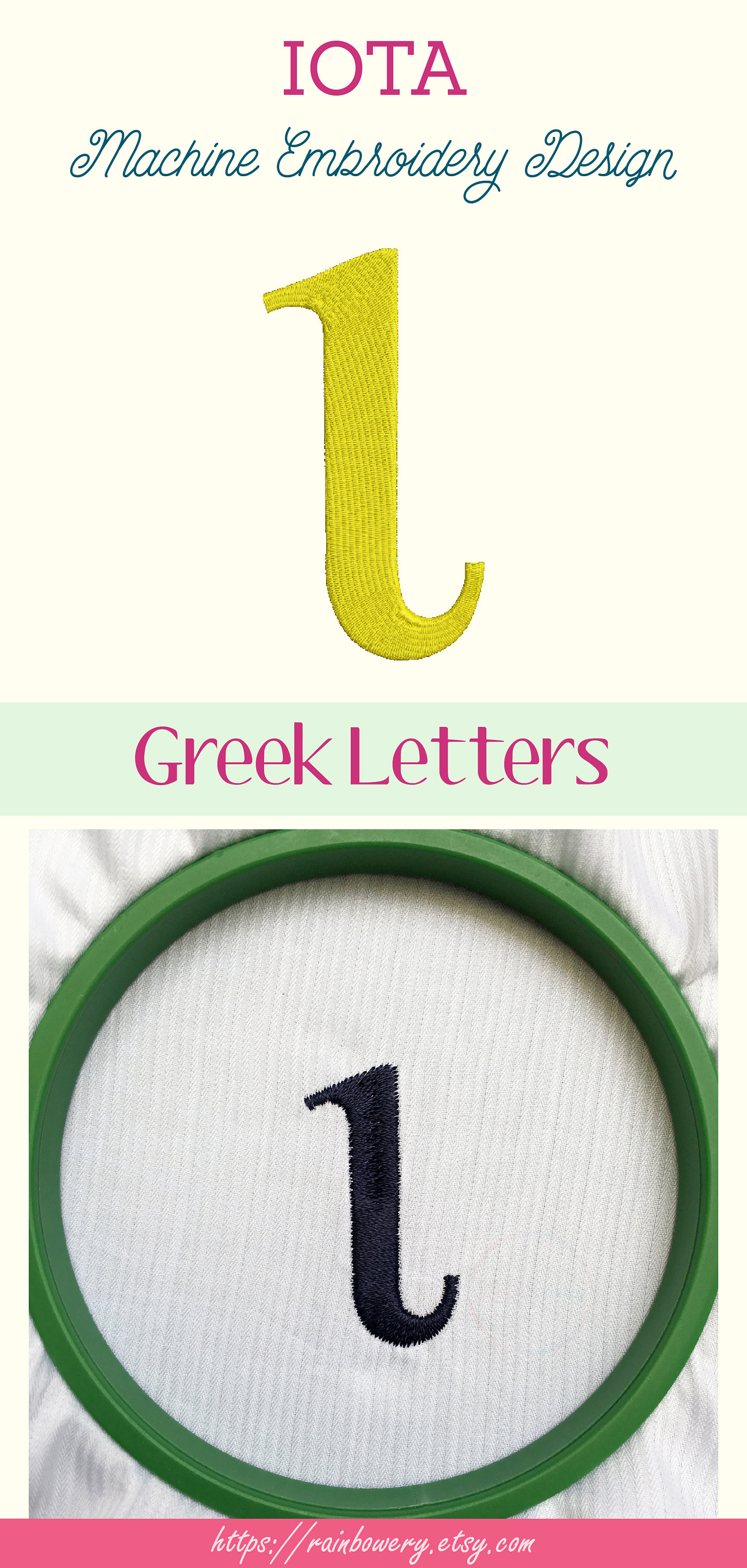 Iota Letter Embroidery Design Iota Character Machine - Etsy