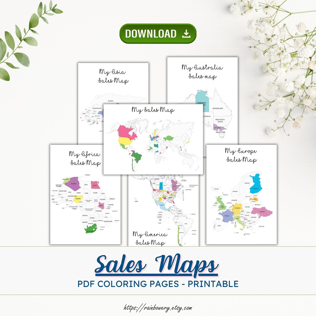 Etsy Sales Map Coloring Printable Page, Etsy Sales Tracker, Cha Ching ...