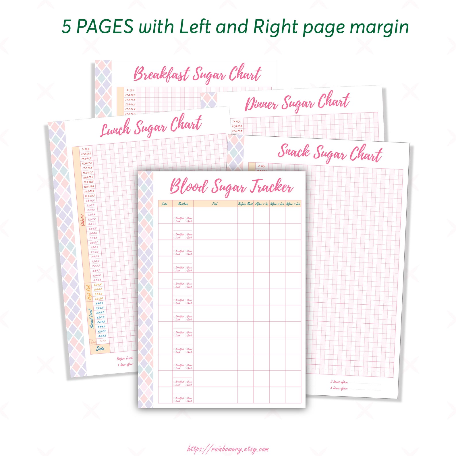Blood Sugar Tracker Printable, Diabetic Log Tracker, Gestational ...