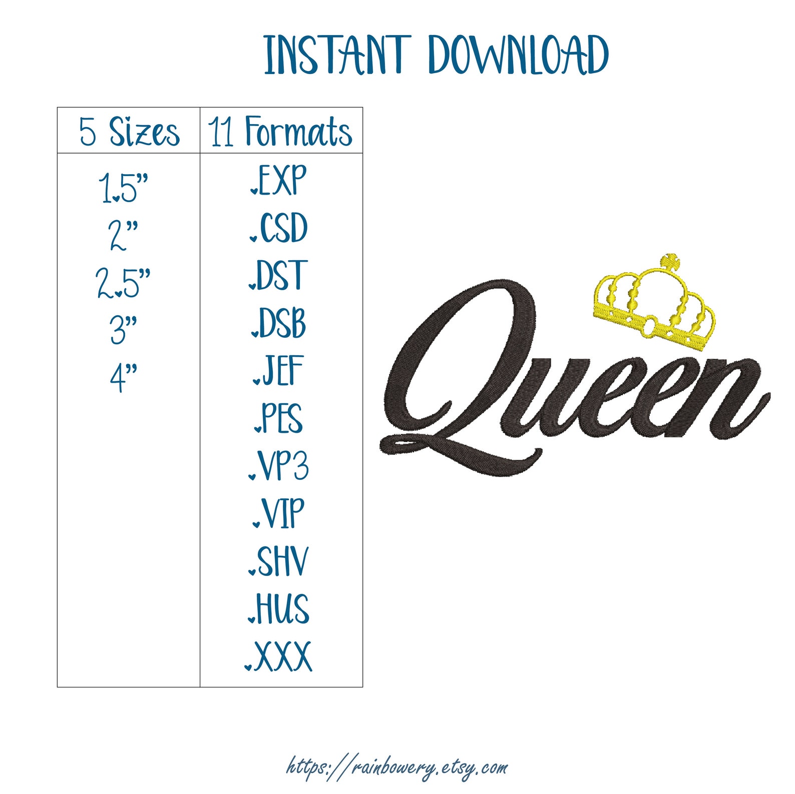 Queen With Crown Embroidery Design, Royal Crown Machine Embroidery ...