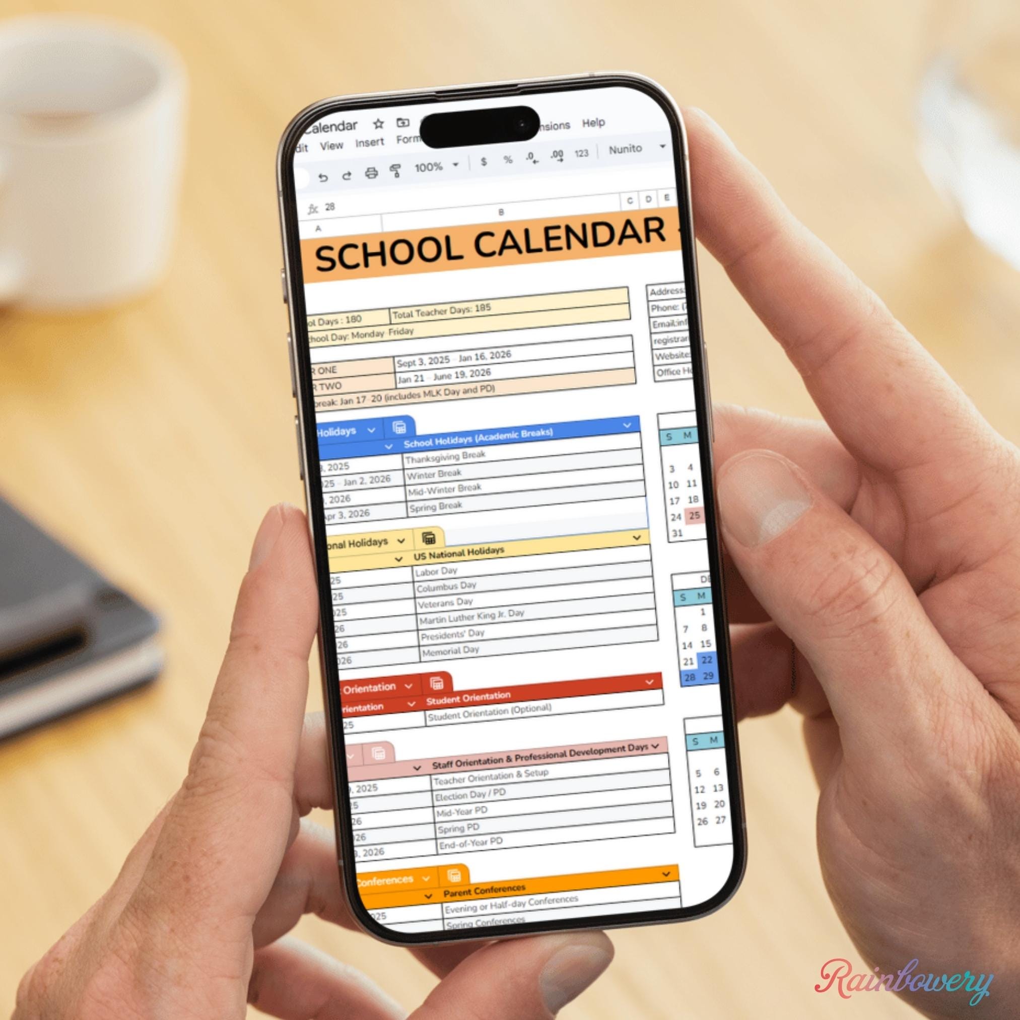 Editable SCHOOL CALENDAR Template, Academic Year 2025 2026 Google ...