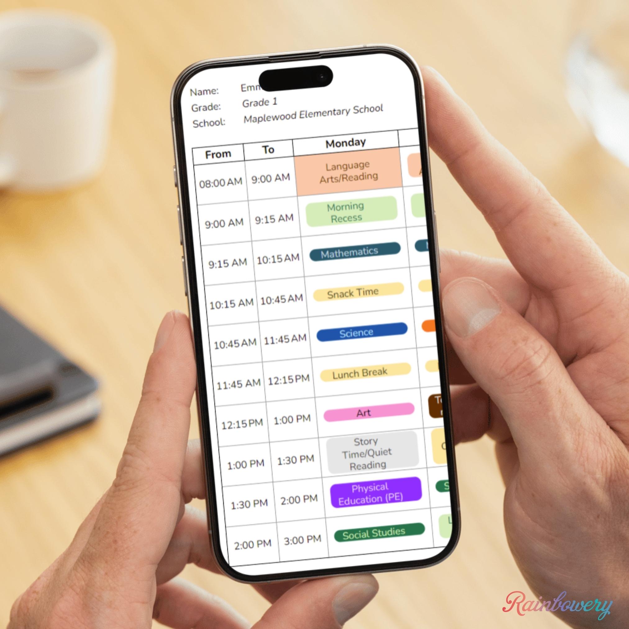 School Schedule, Printable School Timetable, Editable Class Schedule ...