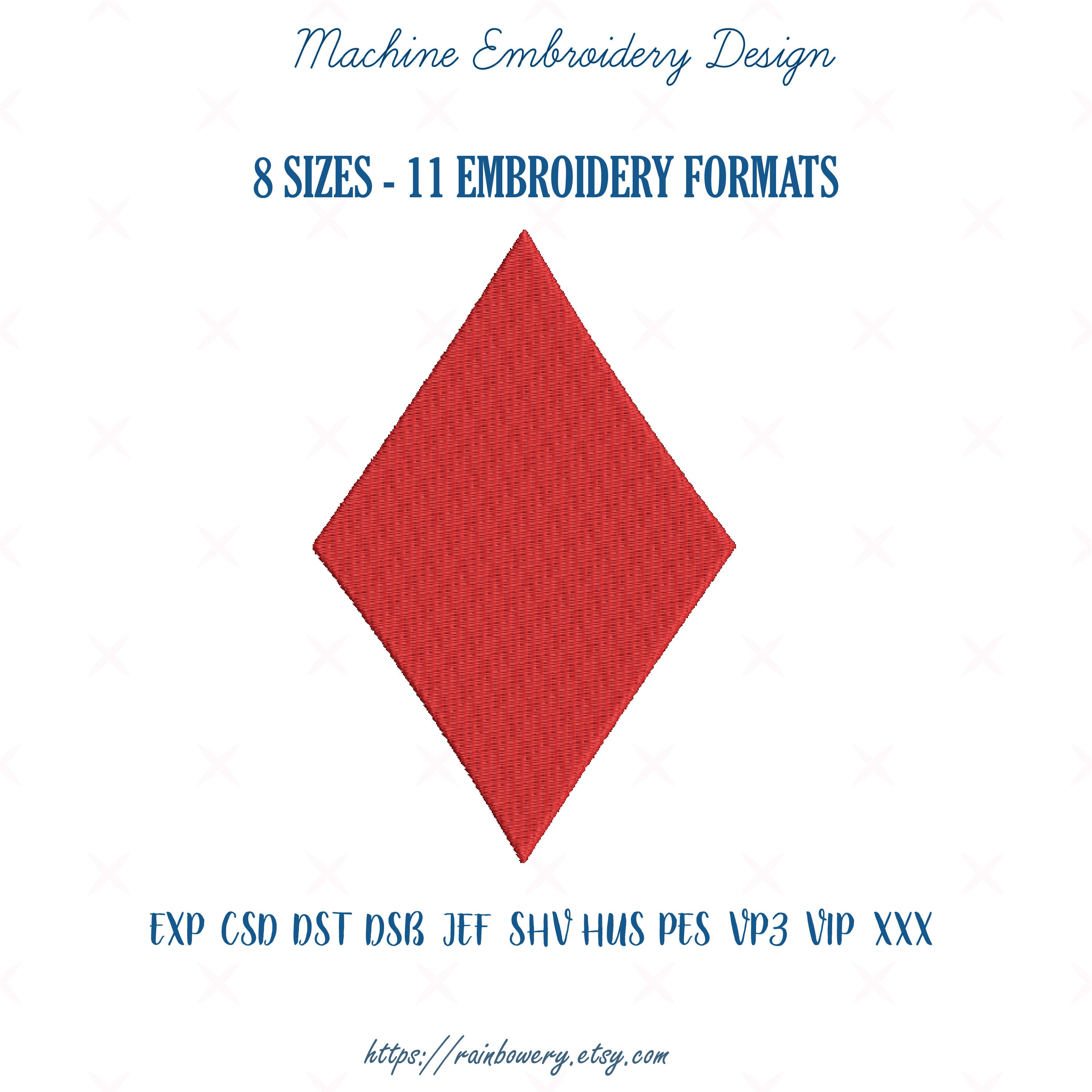 Diamonds Card Machine Embroidery Design Diamond Playing Card - Etsy