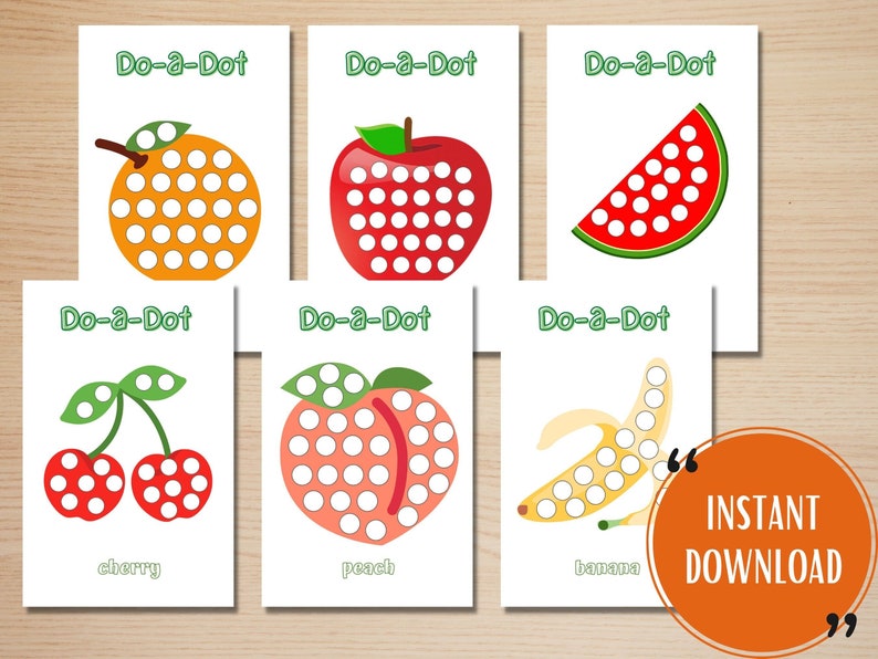 Do a Dot Fruit Printable Activity, Dot to Dot Page, Toddler Coloring ...