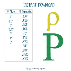 Rho Letter Embroidery Design, Rho Character Machine Embroidery Design ...