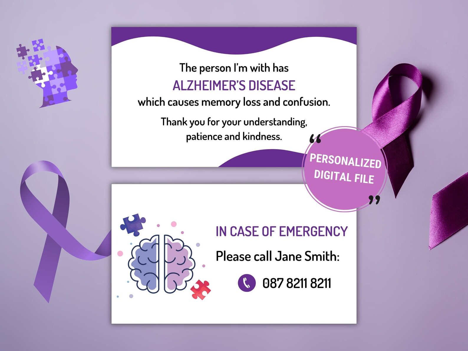 Alzheimers Dementia Companion Card Dementia Assistance Card - Etsy