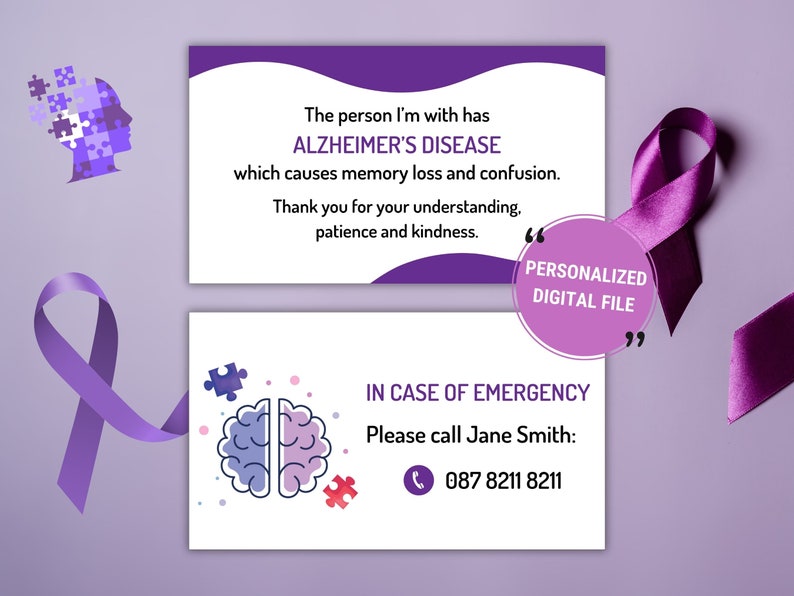 Alzheimers Dementia Companion Card Dementia Assistance Card - Etsy