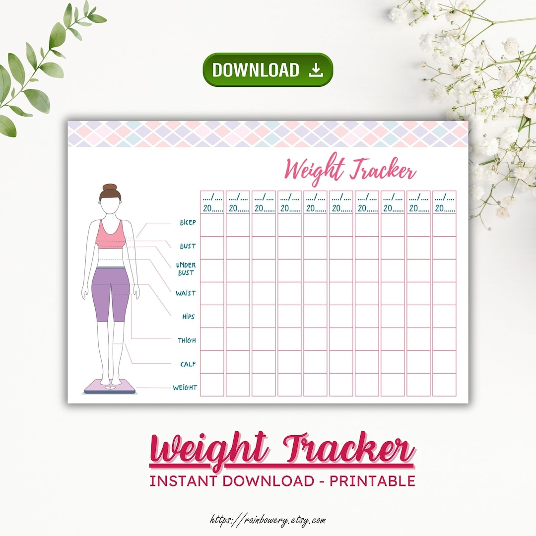 Weight Tracker, Body Measurement Tracker, Printable Weight Loss Tracker ...