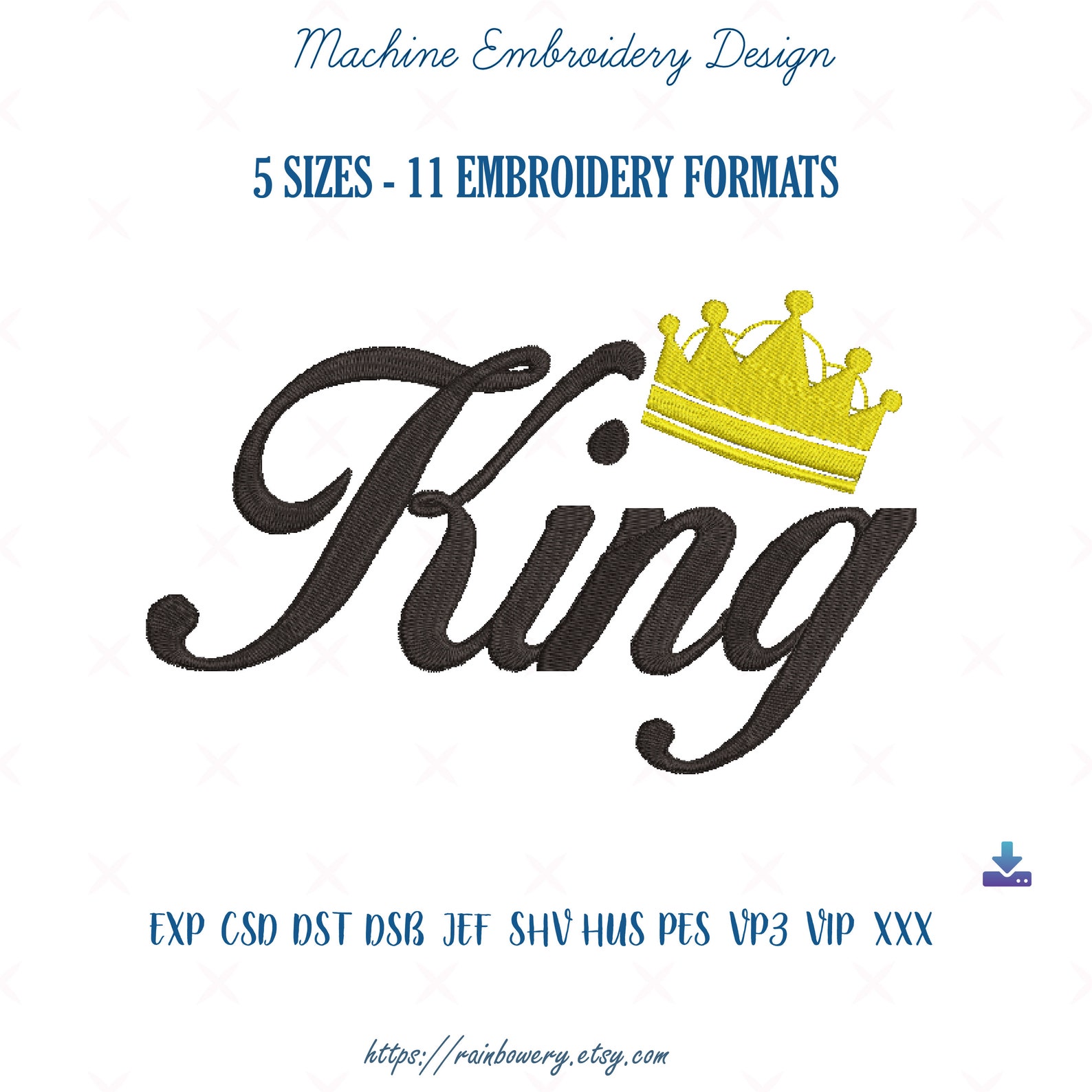 King With Crown Embroidery Design, Royal Crown Machine Embroidery ...